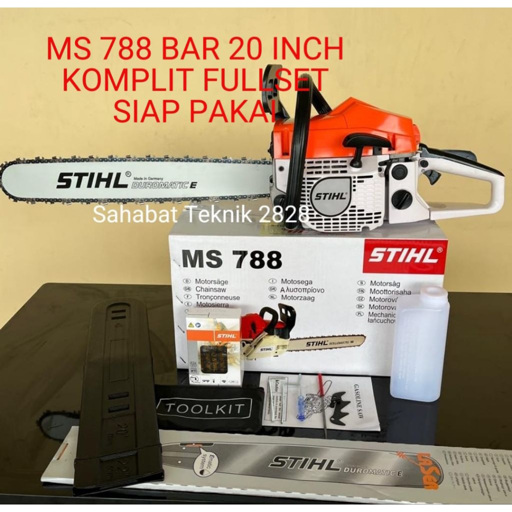 Jual Mesin Chainsaw Stihl MS 788 Bar 20 inch dan Rantai Komplit Fullset ...