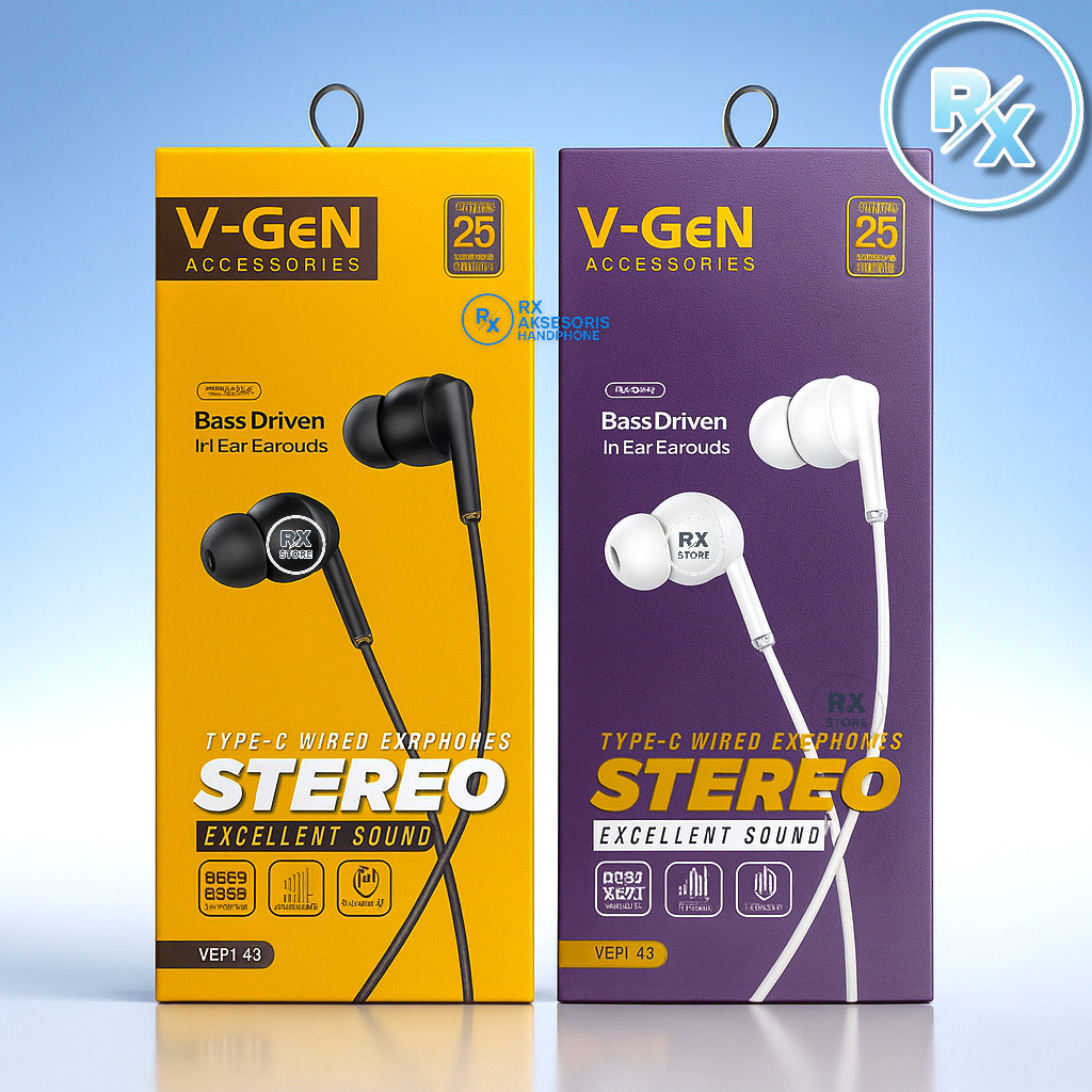 Jual [ VEP1-43 JACK TYPE-C ] Earphone V-GEN TIPE C Wired Earphones ...