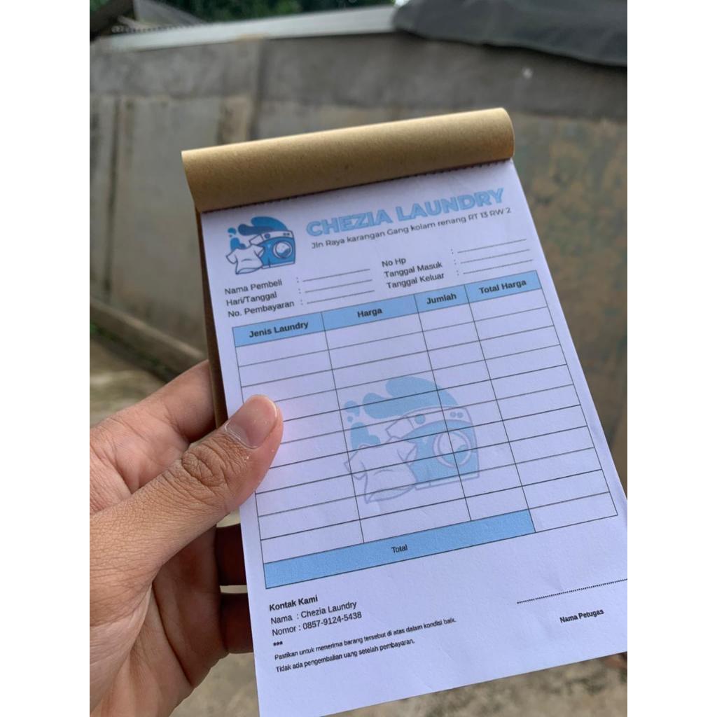 Jual Nota laundry 1 Buku 50 Lembar Full Color free desain | nota ...