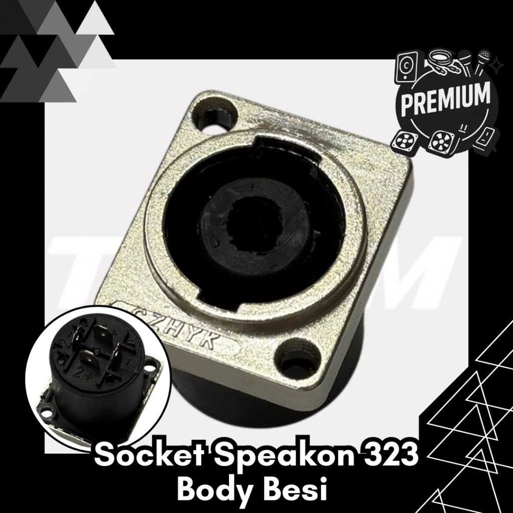 Jual SHURE Socket Speakon 322 Body Besi Silver | Socket Spicon Spikon ...
