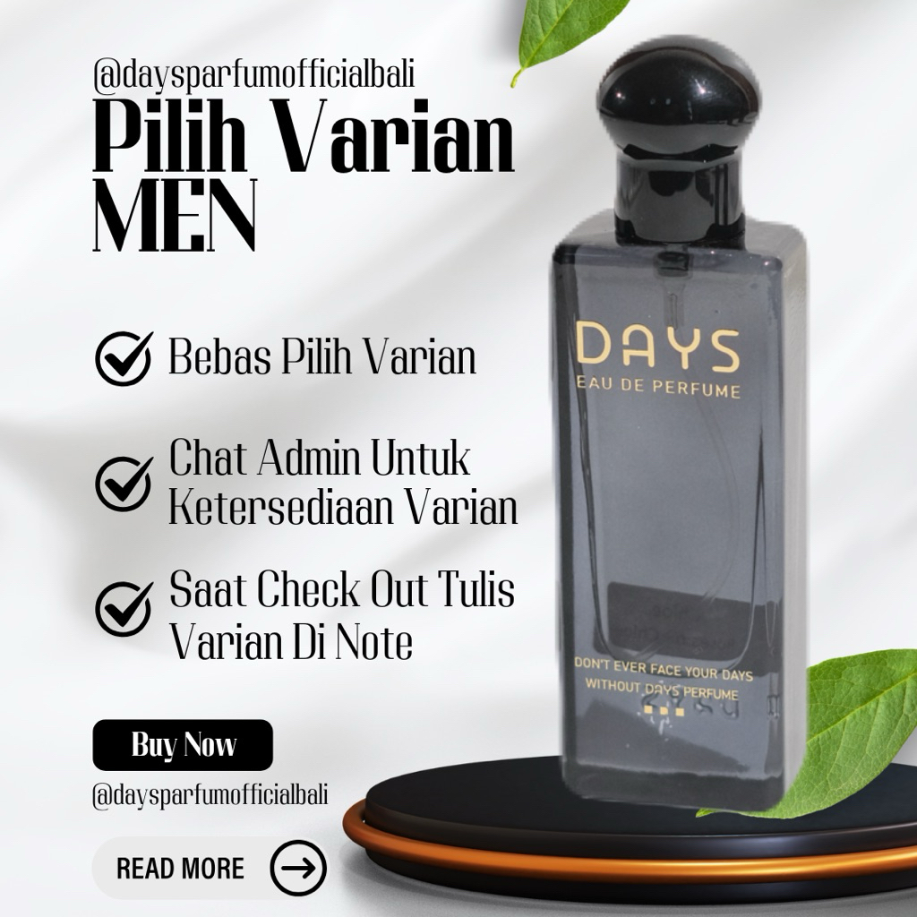 Jual DAYS PARFUM MEN - DAYS PERFUME - VARIAN MEN - BEBAS PILIH VARIAN ...