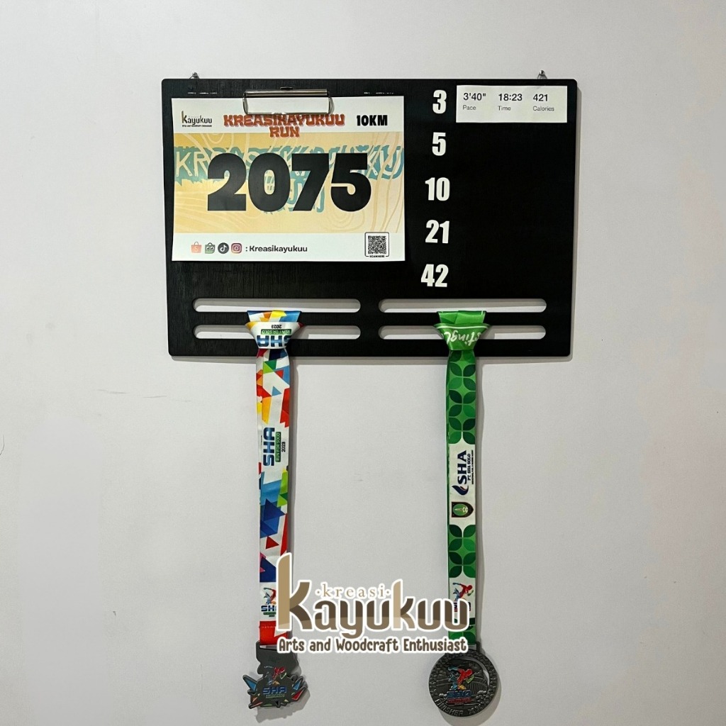 Jual Kreasikayukuu Rak Medali & BIB Lari | Medal Holder Board dengan ...