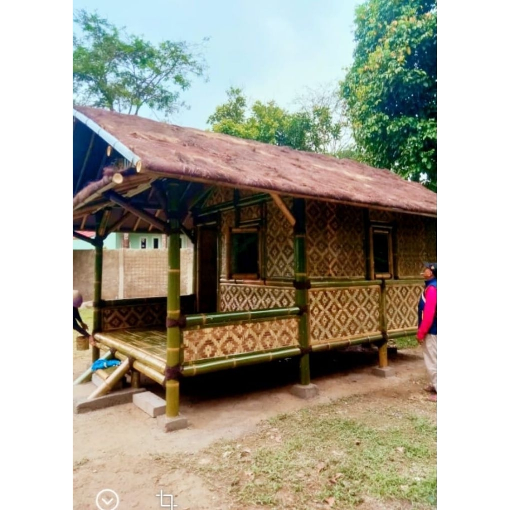 Jual vila bambu/Rumah pondok bambu siap huni atap injuk dan baja ukuran ...