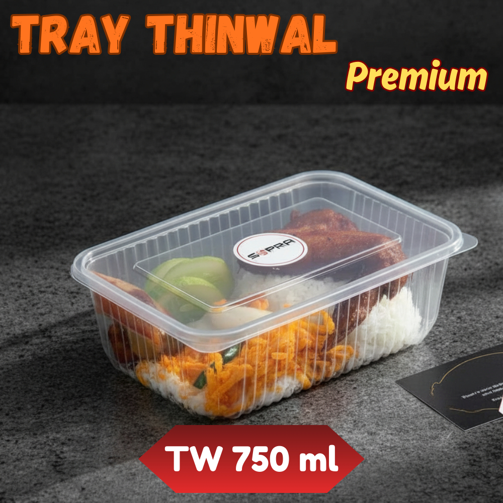 Jual 25pc Tray Thinwall 750ml / Wadah Nasi Catering Salad Thinwal Kotak ...