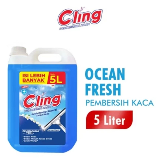 Jual CLING Pembersih Kaca Glass Cleaner Ocean Fresh Jerigen 5 Liter ...
