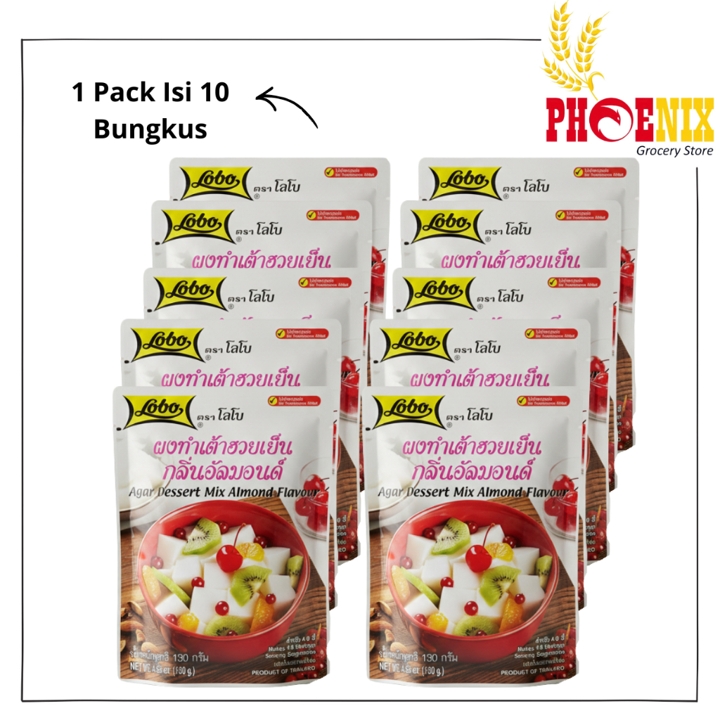 Jual Lobo Agar Bubuk Rasa Almond 130 Gram 1 Pack isi 10 Bungkus ...