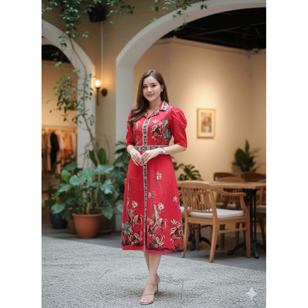 Jual Midi Dress Batik Flare / Dress Batik Natal / Seragam Batik / Dress ...