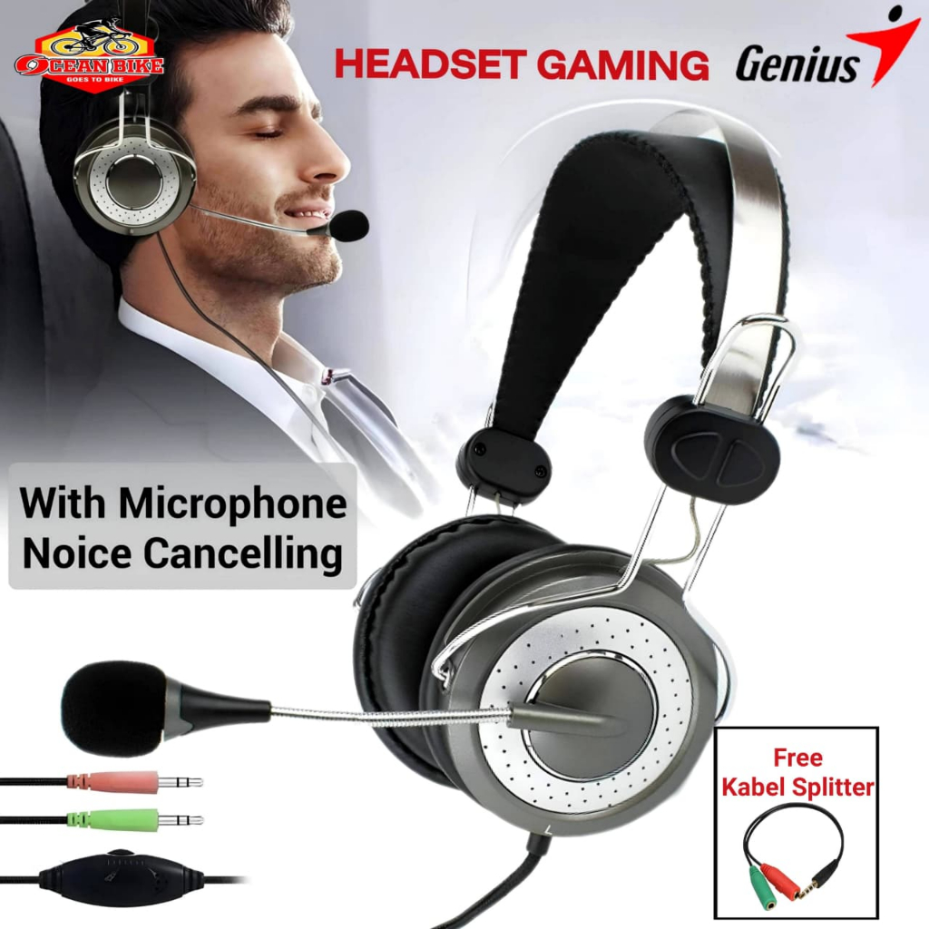 Jual Headphone Headset Gaming Genius Microphone Mic Hp Komputer PC ...