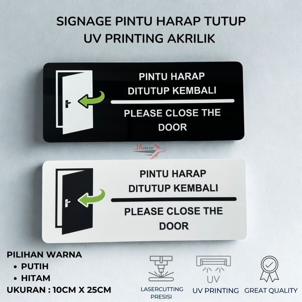 Jual PAPAN PENANDA PINTU HARAP DITUTUP KEMBALI / SIGN AKRILIK PINTU ...