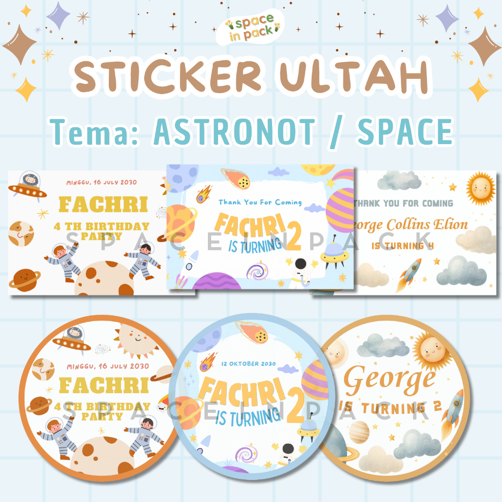 Jual Spaceinpack - Sticker Ulang Tahun Bento Custom Tema Astronot ...