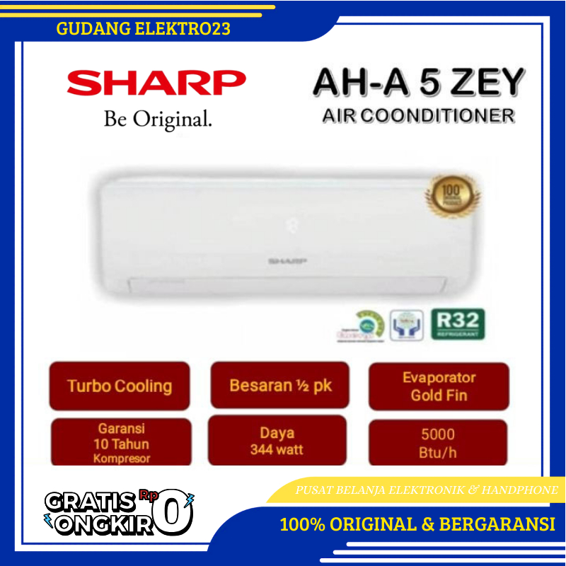 Jual AC Sharp 1/2PK tipe 05ZEY Led indikator Freon R32 Low watt ...