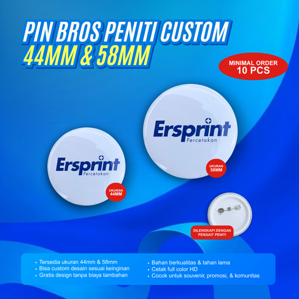 Jual Cetak Pin Peniti Custom 44mm & 58mm | Pin Bros Souvenir Event ...