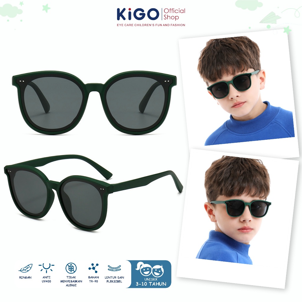 Jual KIGO Kacamata Hitam Anak Sunglasses Anti UV400 Kacamata Lipat TR ...