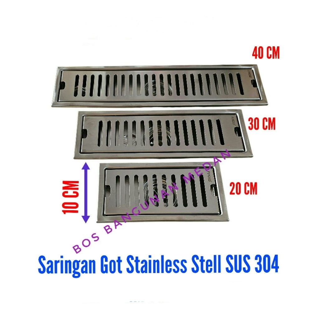 Jual Floor Drain Saringan Got Panjang SUS 304 Stainless Stell 20/30 ...