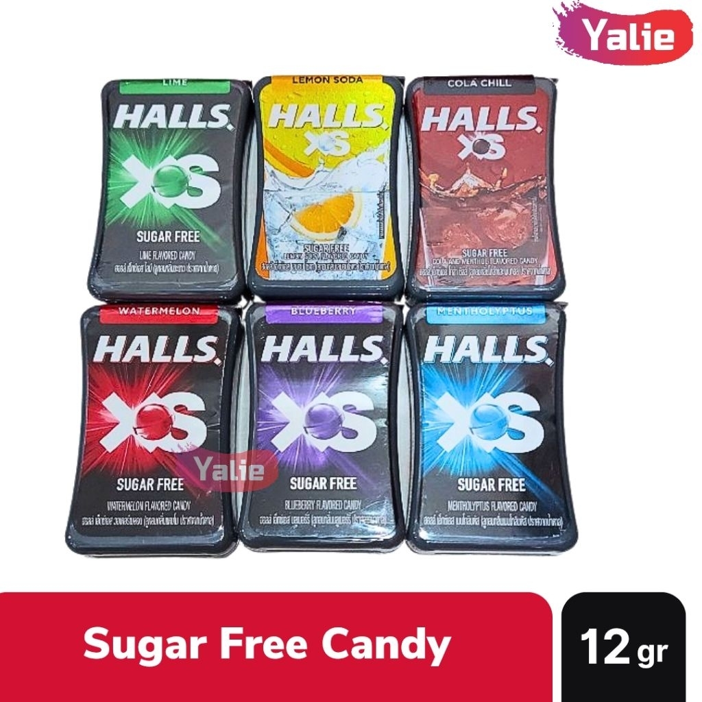Jual Permen HALLS XS CANDY SUGAR FREE Watermelon/Blueberry/Mentholyptus ...