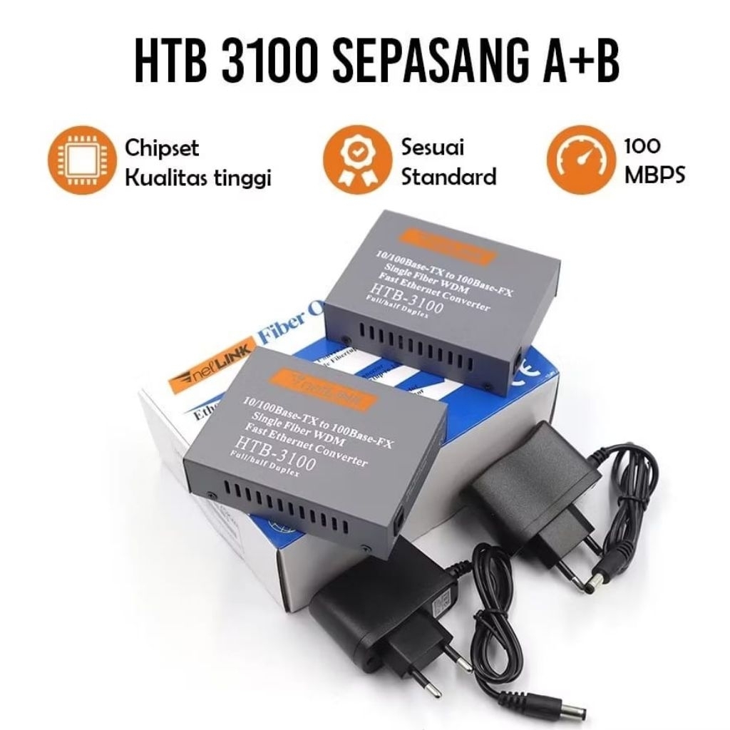 Jual NETLINK HTB 3100 A/B FIBER OPTICAL MEDIA CONVERTER SIDE A DAN B ...