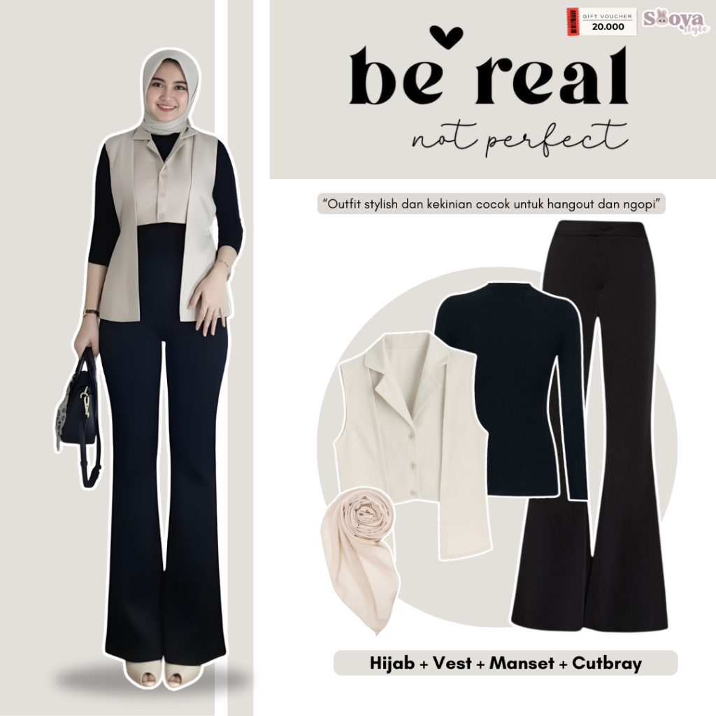Jual One Set Remaja Kekinian Korean Style 4in1 | Vest Mecca + Manset ...