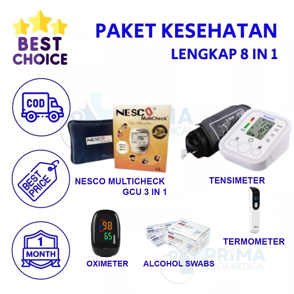 Jual Paket Alkes Lengkap 5 In 1 / Alat NESCO Multicheck GCU 3 in 1 Alat ...