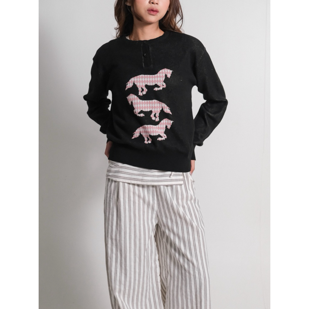 Jual PUFF IT UP - Trihorse Knit Sweater / 100% Cotton Knit Material ...