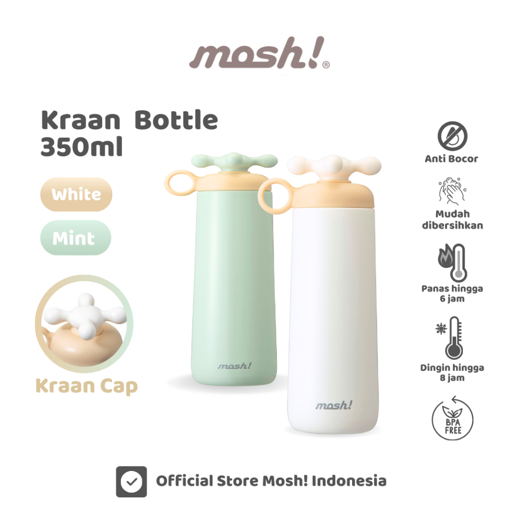 Jual Mosh Kraan Bottle - Botol Minum Stainless Steel 350ml White atau ...
