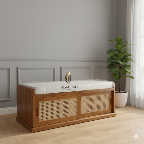 Jual Bench Storage Rak Sepatu sliding minimalis kayu Jati bangku sepatu ...