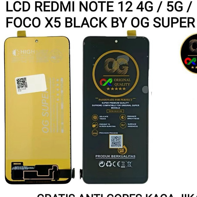 Jual LCD REDMI NOTE 12 4G/5G/FOCO X5 BLACK ORIGINAL BY OG SUPER ...