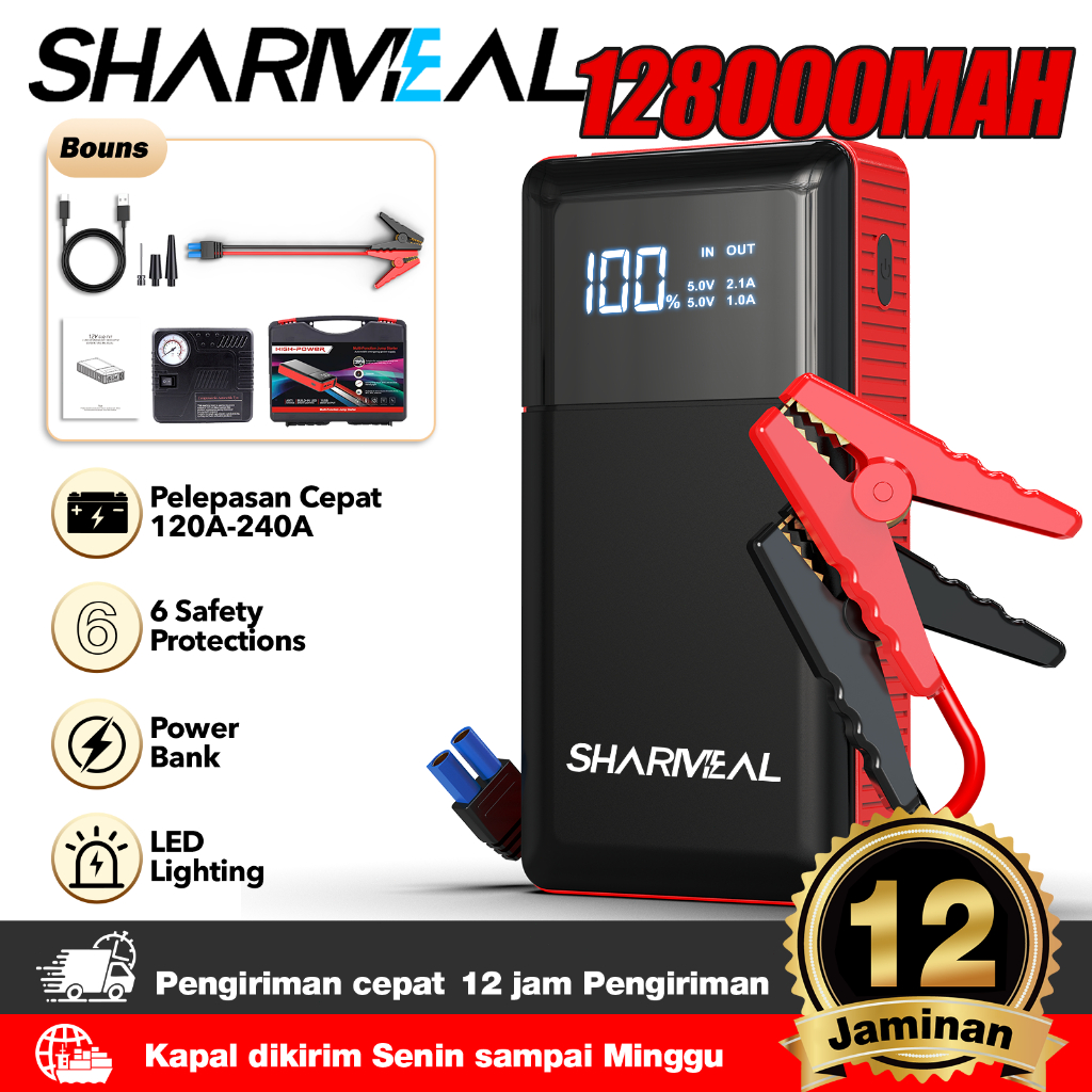 Jual 128000mAh Jump Starter Jumper Aki Mobil Powerbank Car Jump Starter ...