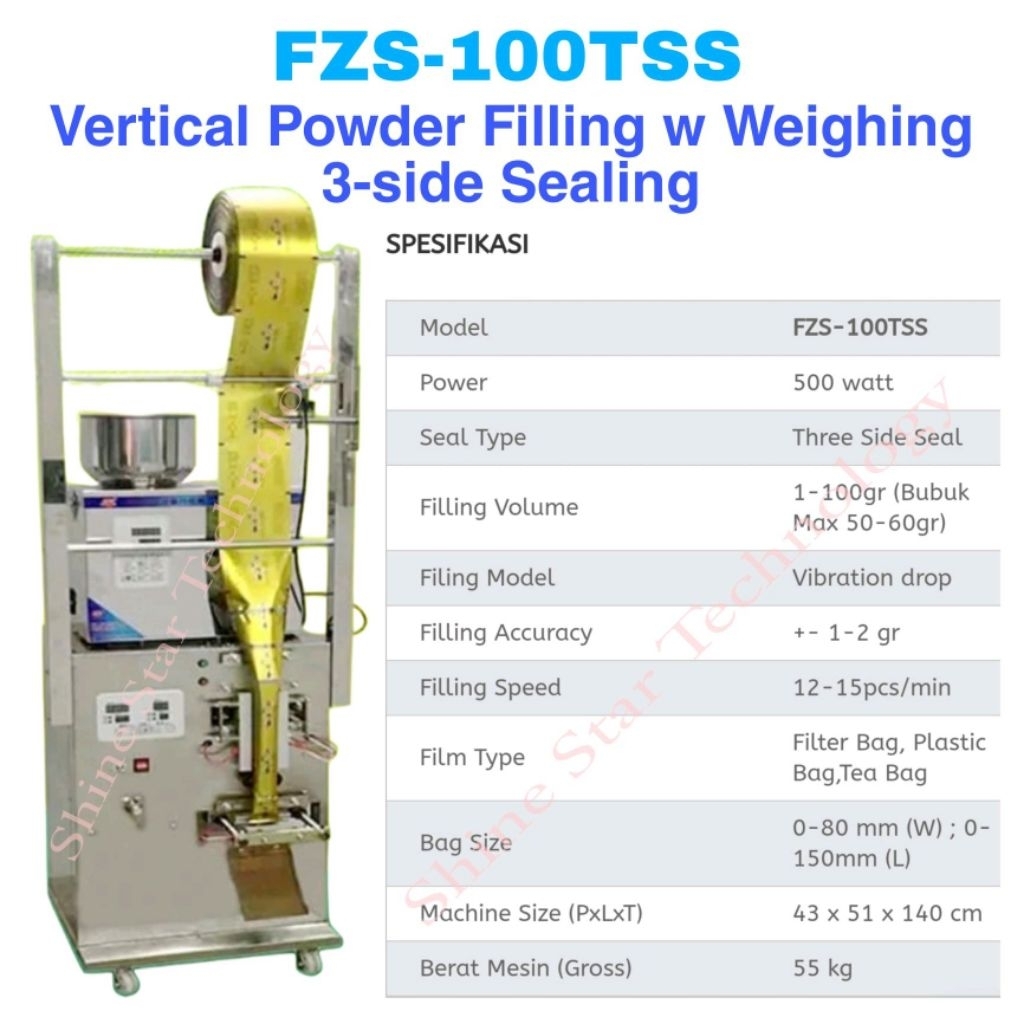 Jual WIRAPAX Granule Semi Powder Sachet Machine FZS-100TSS (3-side ...