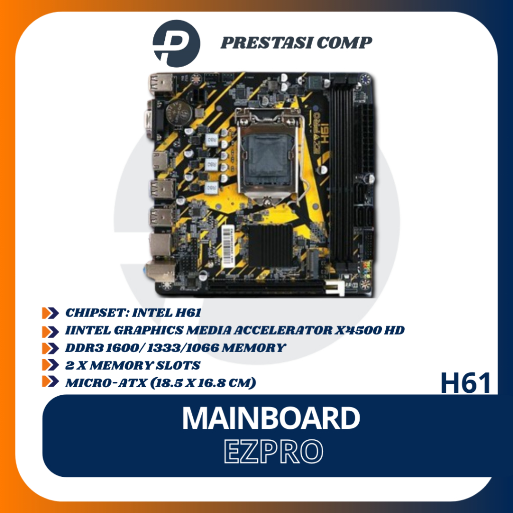Jual EZPRO Motherboard H61 LGA 1155 DDR3 M-ATX dengan Slot M.2 NVMe CPU ...