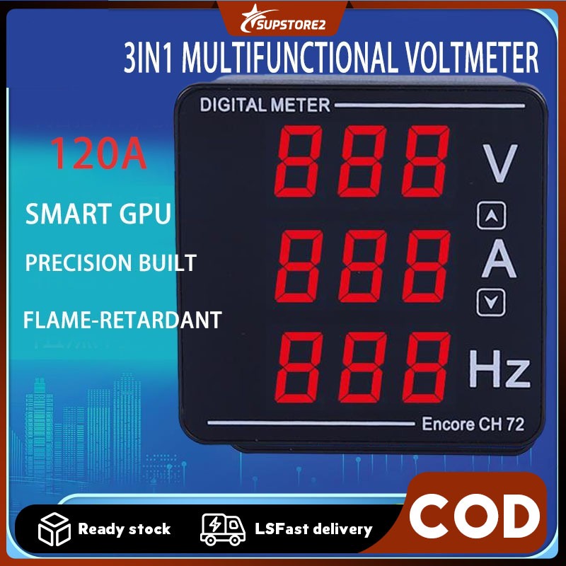 Jual Digital Voltmeter Ampere Meter HZ Meter Digital 3in1 500V 120A CH ...
