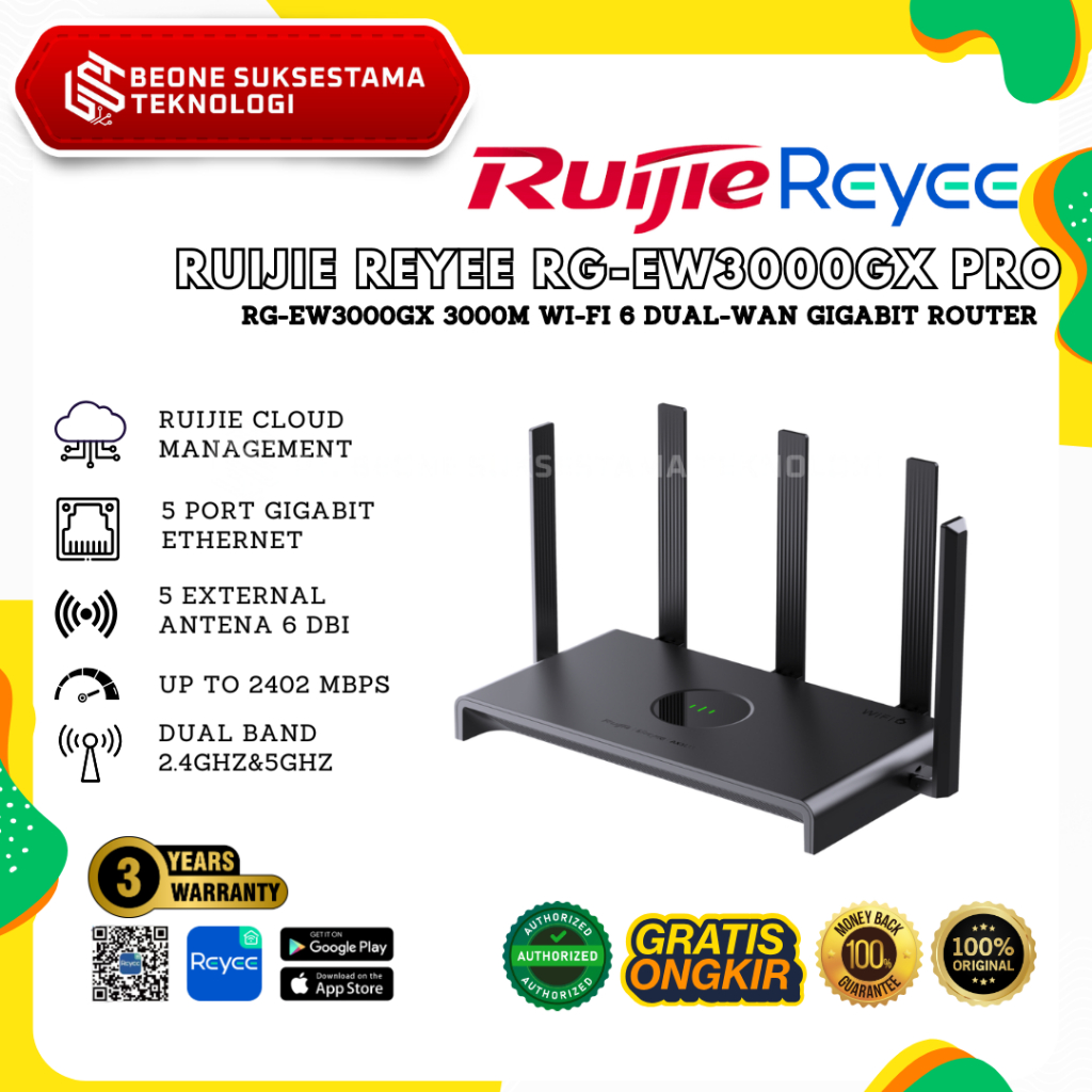 Jual Ruijie Reyee RG-EW3000GX PRO 3000M Wi-Fi 6 Dual-band Gigabit ...