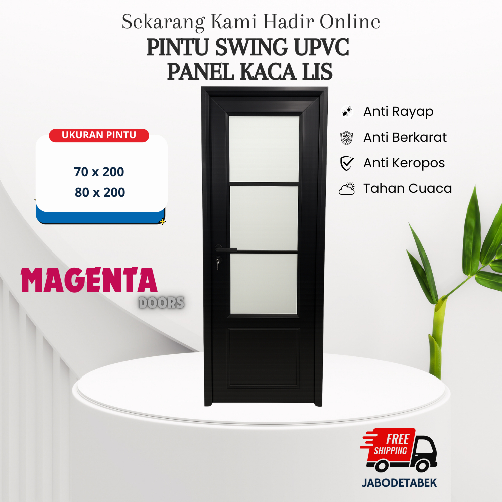 Jual Pintu Swing UPVC Panel List Kaca Pintu Kamar Mandi Anti Karat ...