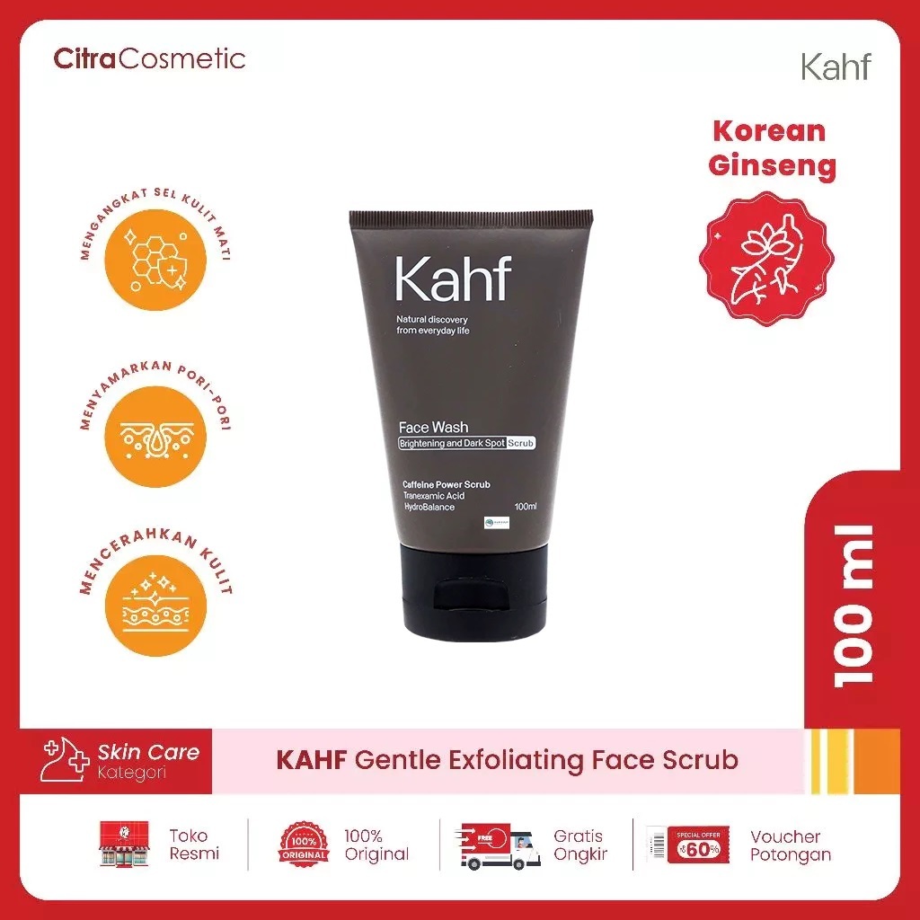 Jual Kahf Face Wash Brightening and Dark Spot Scrub 100 Ml | Shopee ...