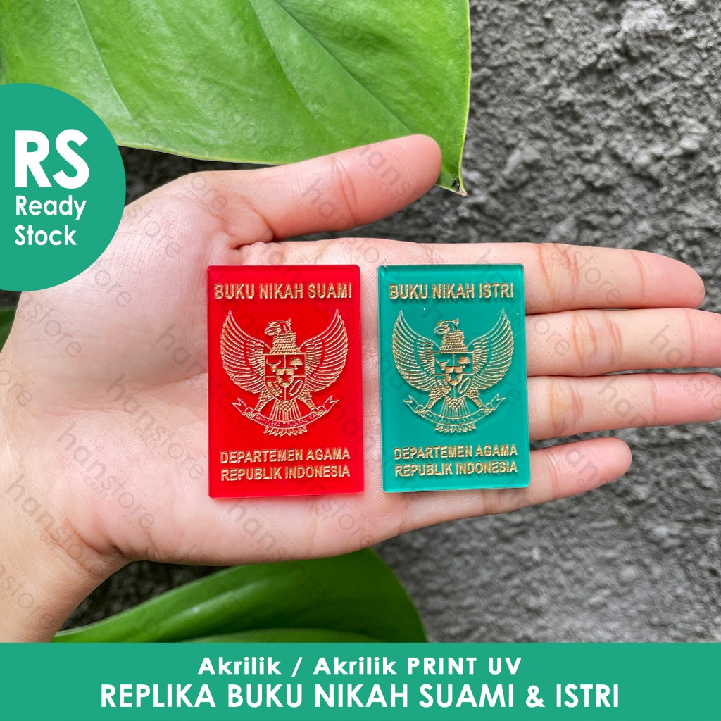 Jual RS t. 5 x 3,3 cm Replika Buku Nikah Suami & Istri / Akrilik Cermin ...