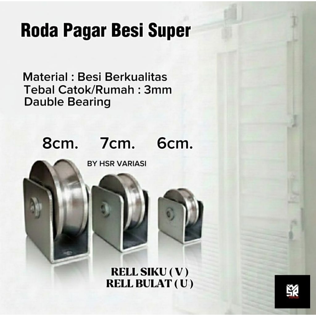 Jual Roda pagar besi as super Berkualitas ukuran 6cm 7cm 8cm rel siku ...