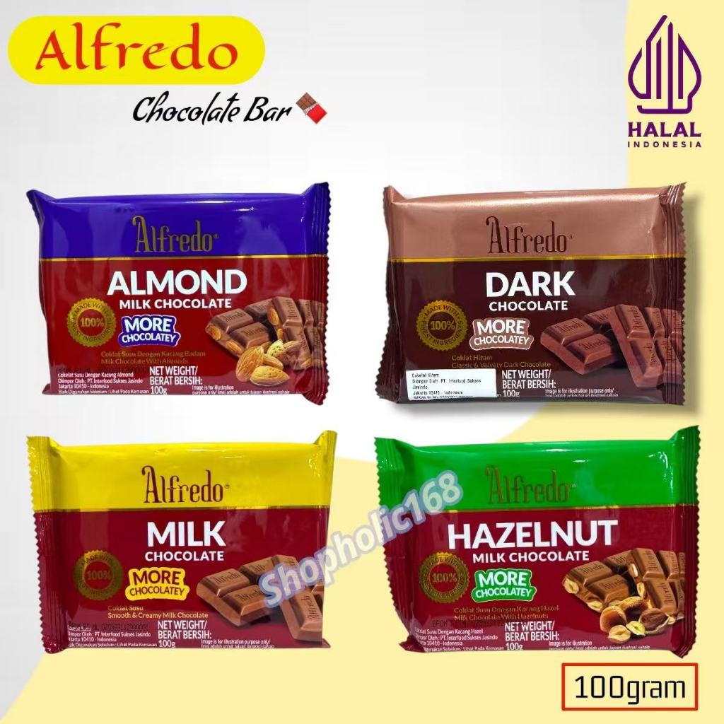 Jual Cokelat Alfredo Bar Batang Hazelnut Milk Almond Dark Chocolate ...