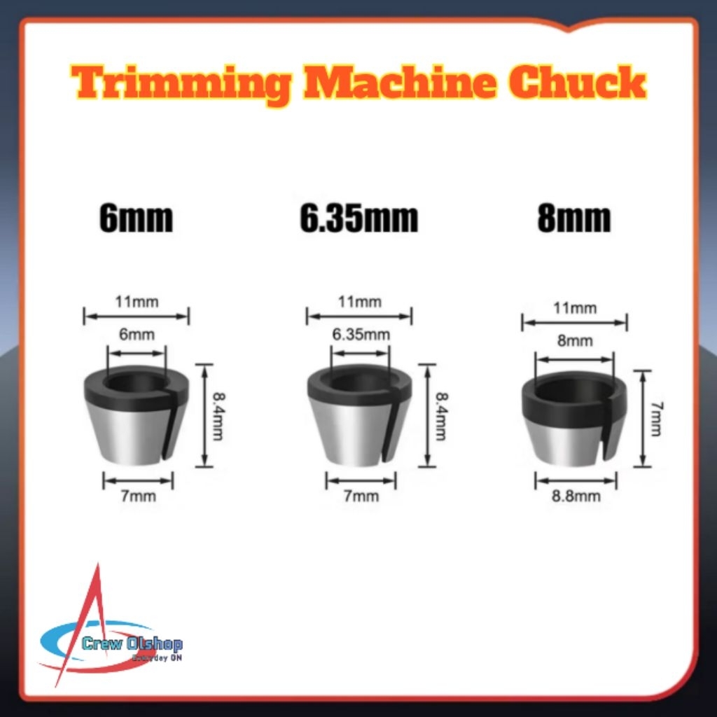 Jual Collet Chuck Adapter untuk Mesin Router Trimmer 1/4 Ukuran 6mm/6 ...
