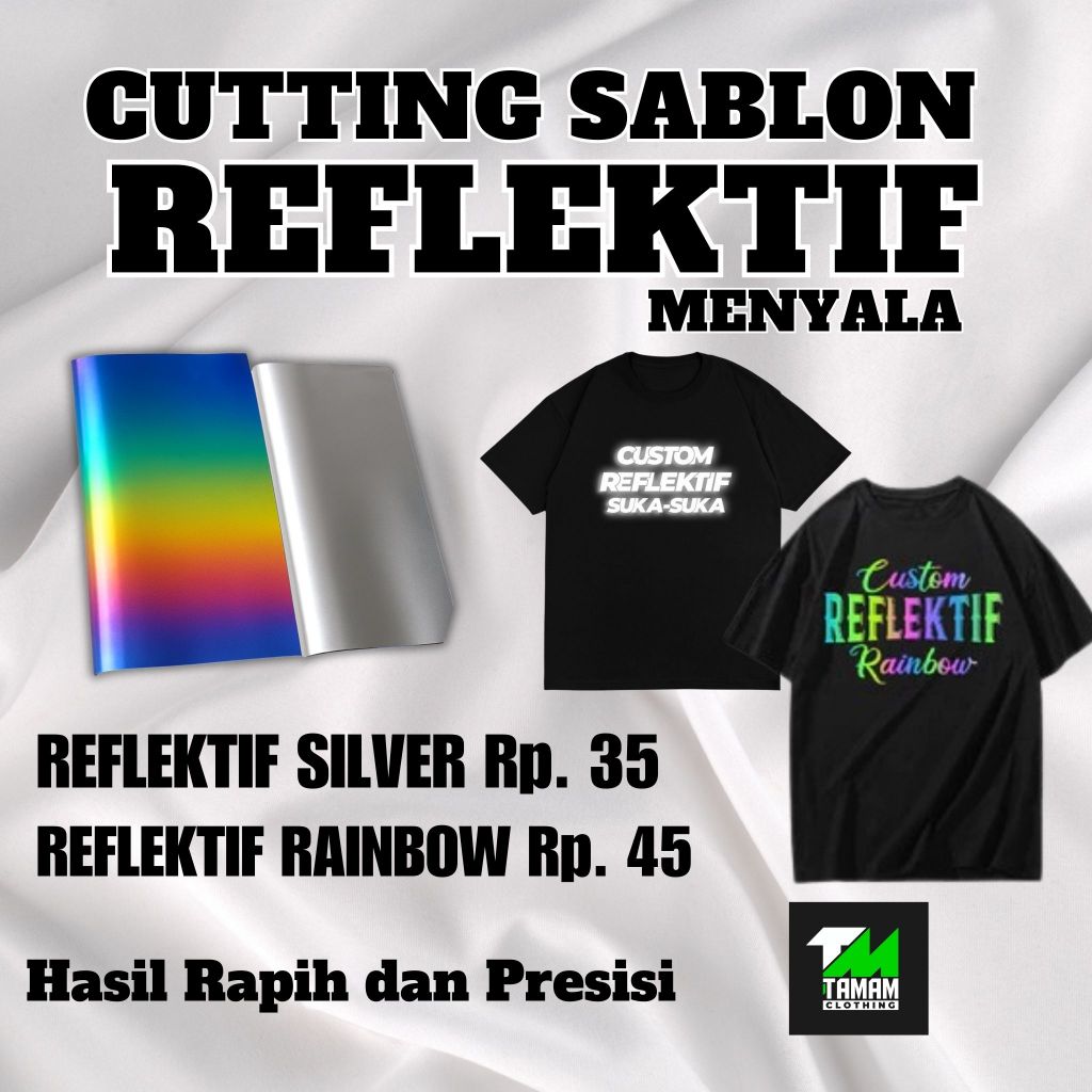 Jual Cetak Sablon Polyflex Custom | Reflektif Silver & Rainbow ...