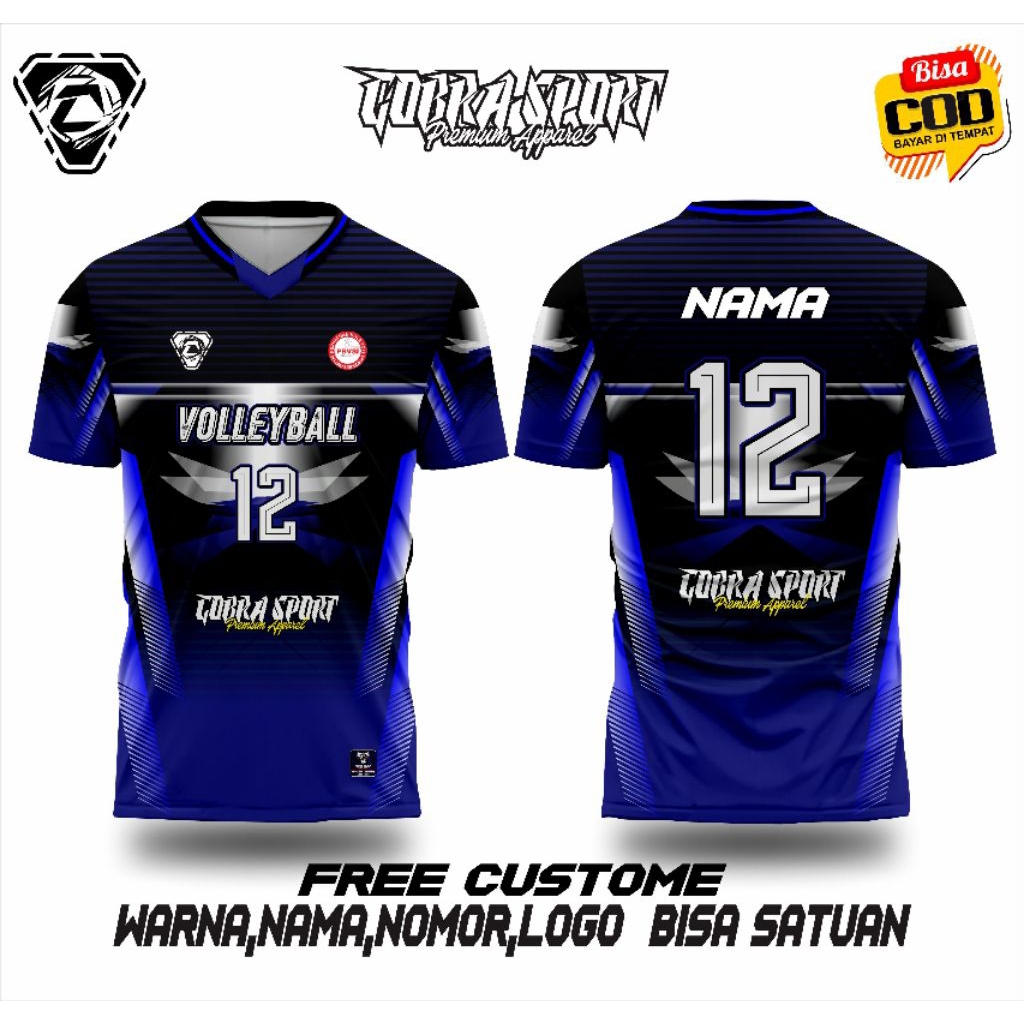 Jual Jersey Voli Atasan Fullprinting Custom bisa Cod bisa Satuan Gratis ...