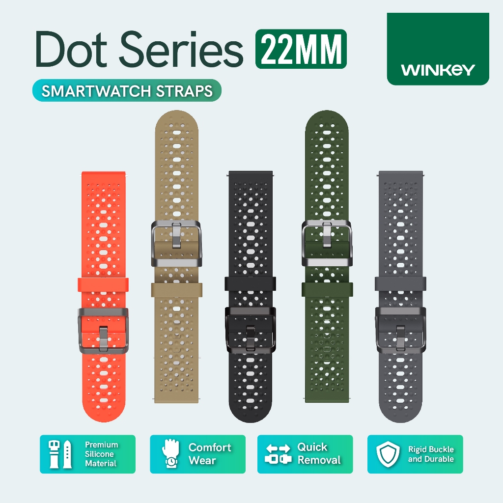 Jual WINKEY Smartwatch Strap Dot Series Silicone 22mm Universal Watch ...