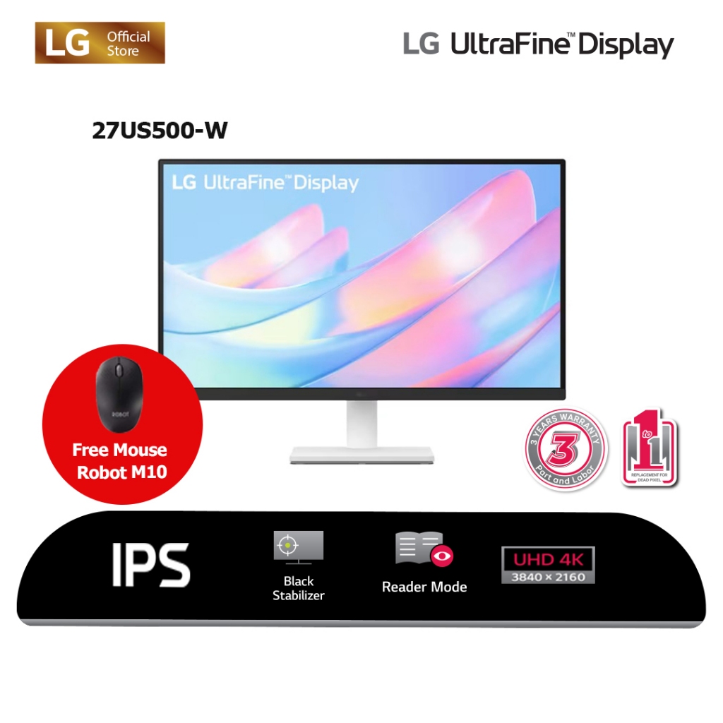 Jual LG UltraFine 27US500-W UHD 4K IPS Display with Black Stabilizer ...