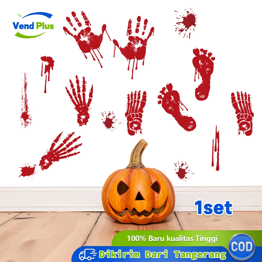 Jual Sticker Darah Jejak Tangan Stiker Kaca Jendela Dekorasi Halloween ...