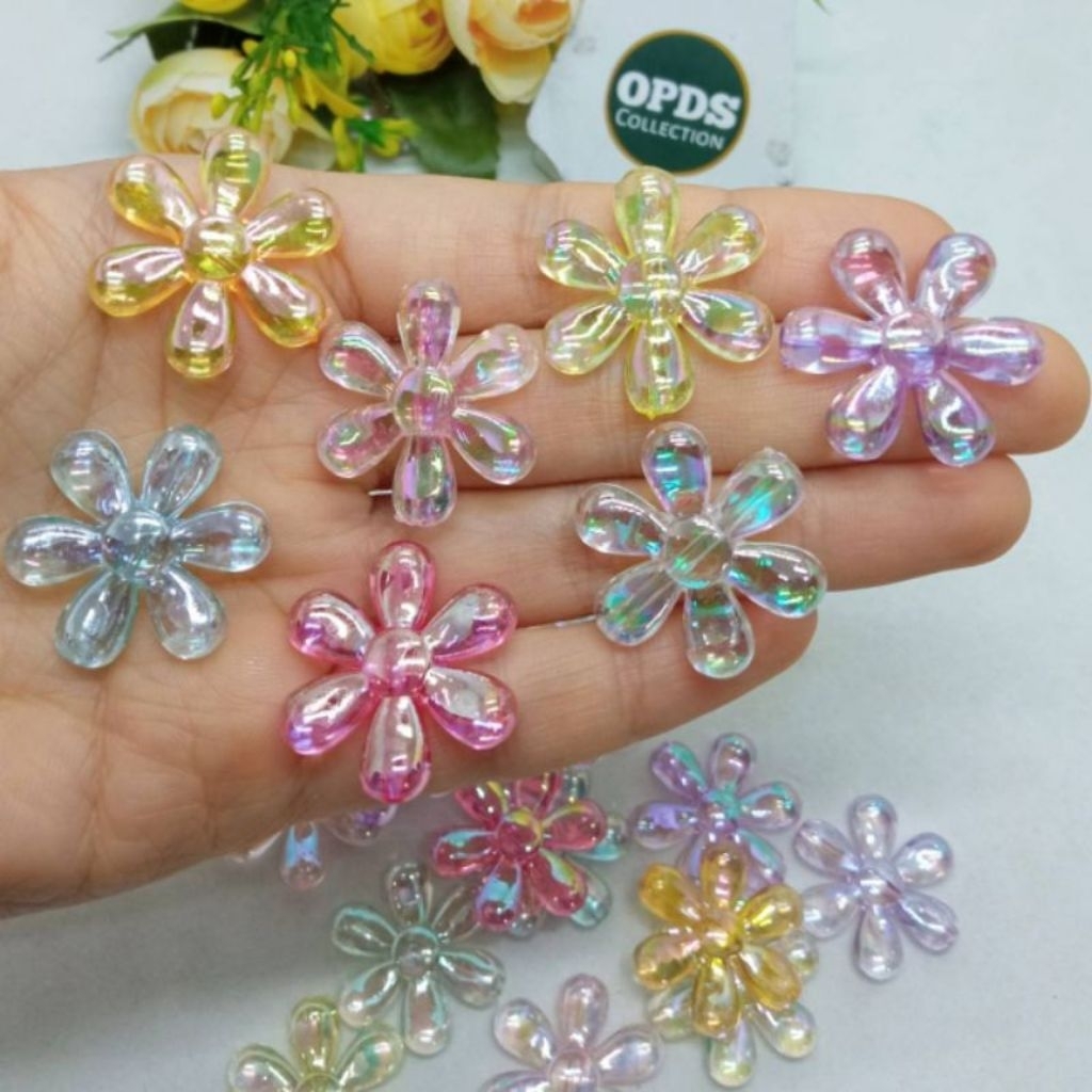Jual Manik Bunga Daisy Bening Manik Bunga Pelangi Manik DIY Aksesoris ...