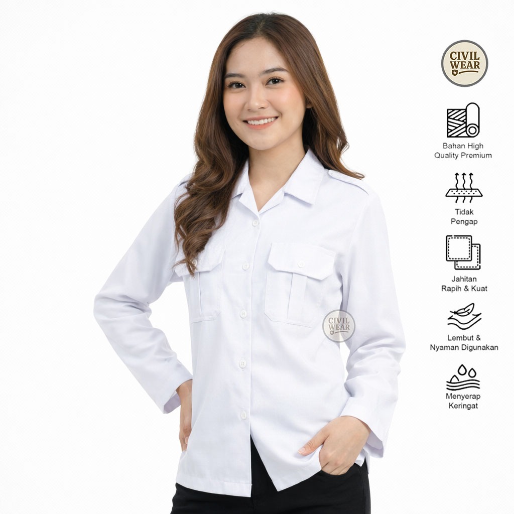 Jual Kemeja PDH Blazer Putih Wanita Baju Putih PDH Dinas ASN PNS CIVIL ...
