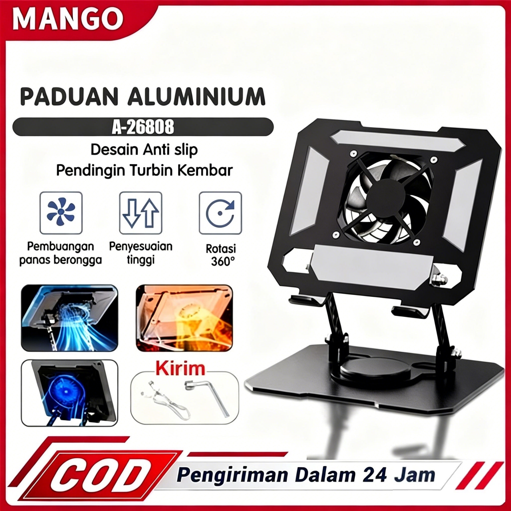 Jual COD Holder Stand Tablet Breacket Lipat Deskto Rotatable Aluminium ...