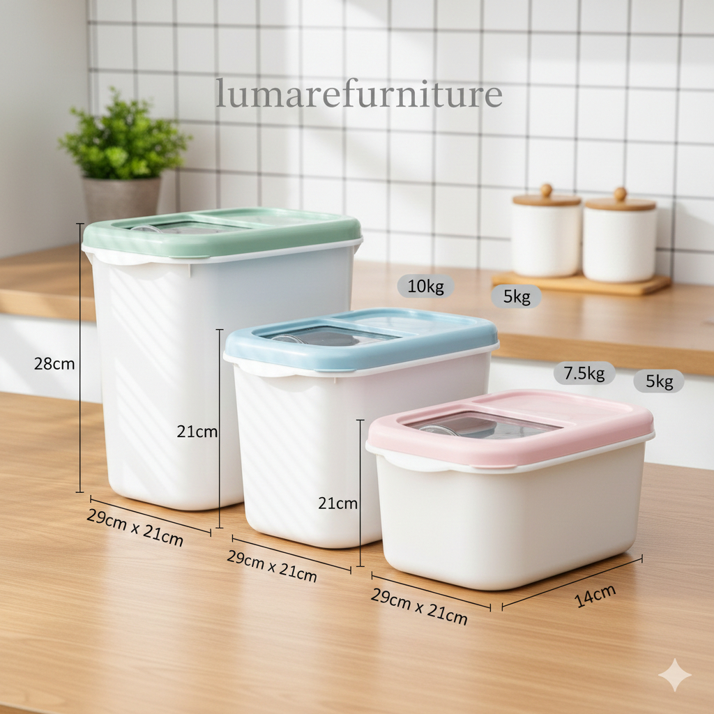Jual Tempat Beras Plastik Transparan | Wadah Penyimpanan Dapur ...