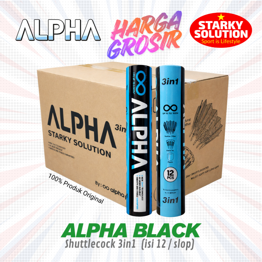 Jual Harga GROSIR Shuttlecock ALPHA BLACK 3in1 Shuttlecock 3 in 1 Kok ...