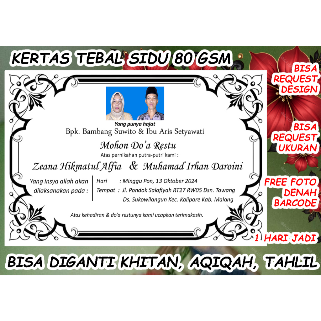 Jual (BESOK/LUSA KIRIM) [Ukuran 6x10cm] (FREE Design, Barcode, Foto ...