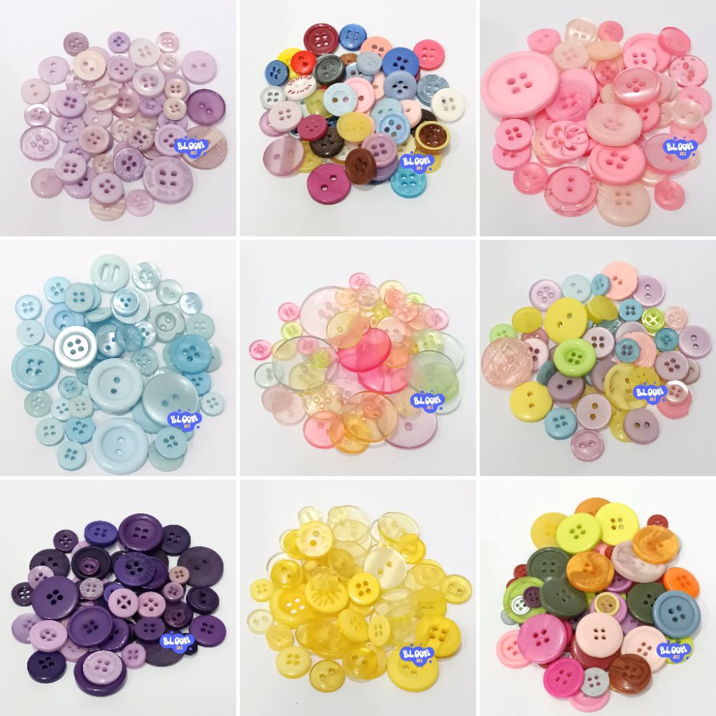 Jual 50 PCS Kancing Mix | Kancing estetik | kancing warna warni ...