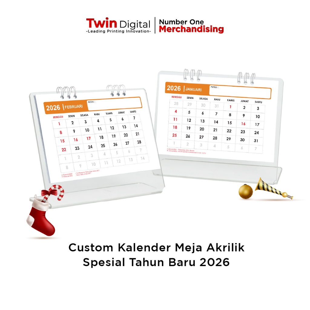 Jual Twindigital Kalender Meja Akrilik Spesial Tahun Baru 2026 Souvenir ...